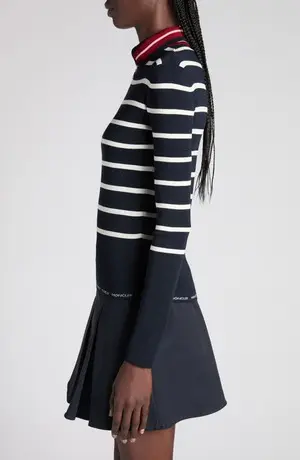 Moncler Virgin Wool Quarter Zip Pullover - Stripe