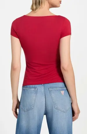 Guess Cutout Stretch Top - Siren Red