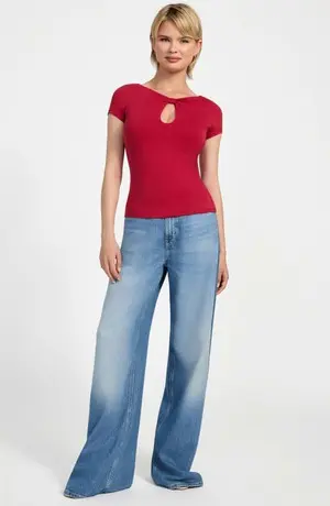 Guess Cutout Stretch Top - Siren Red