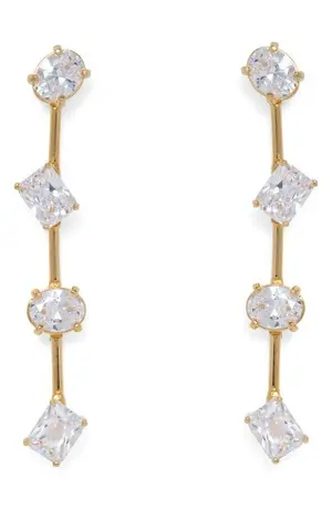 Lady Grey Stella Cubic Zirconia Linear Drop Earrings - Gold/ Clear