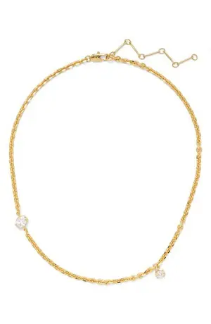 Lady Grey Crystal Tilt Cubic Zirconia Necklace - Gold/ Clear