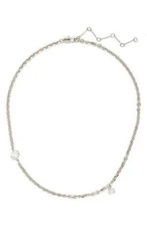 Lady Grey Crystal Tilt Cubic Zirconia Necklace Silver/ Clear