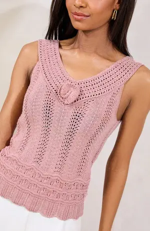 LIPSY Metallic Crochet Trim Pointelle Top