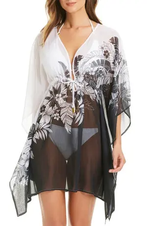 BLEU BY ROD BEATTIE Double Duty Chiffon Cover-up Caftan - Black