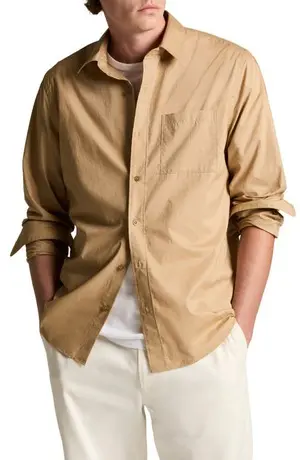 Vince Cotton Poplin Button-up Shirt - Beige