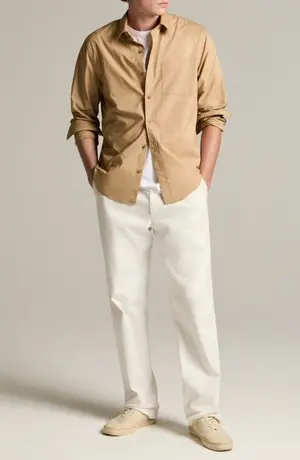 Vince Cotton Poplin Button-up Shirt - Beige