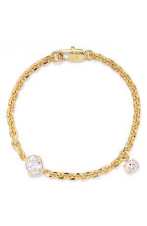 Lady Grey Crystal Tilt Cubic Zirconia Bracelet - Gold/ Clear