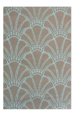 MAD MATS Scallop Cool Aqua Rug - Aqua And White