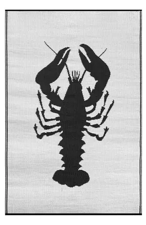 MAD MATS Lobster Black & White Rug - Black And White
