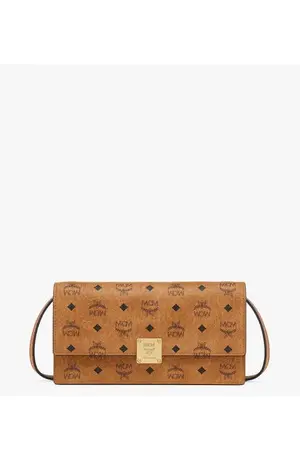 Mcm Visetos Crossbody Wallet - Cognac