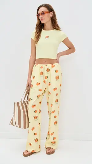 BAILEY ROSE Peach Print Long Pants