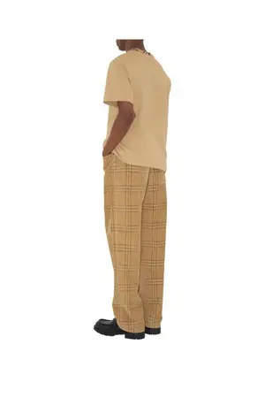 Burberry Check Corduroy Relaxed Fit Trousers - Sand