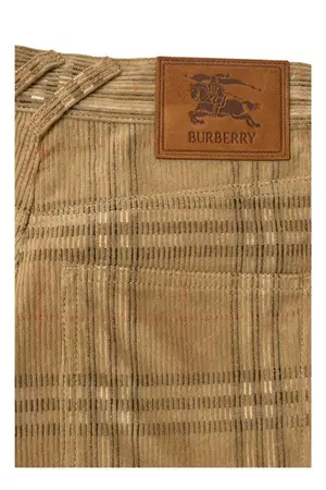 Burberry Check Corduroy Relaxed Fit Trousers - Sand