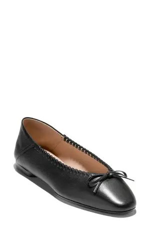Cole Haan Jaya Travel Ballet Flat - Black Leather/ Stitch
