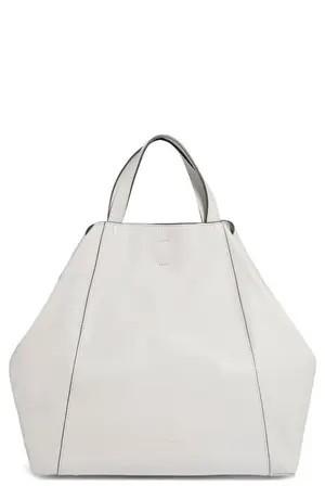 AIMEE Empire Convertible Leather Tote - Chalk