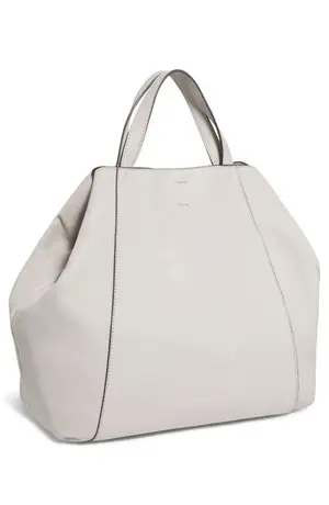 AIMEE Empire Convertible Leather Tote - Chalk