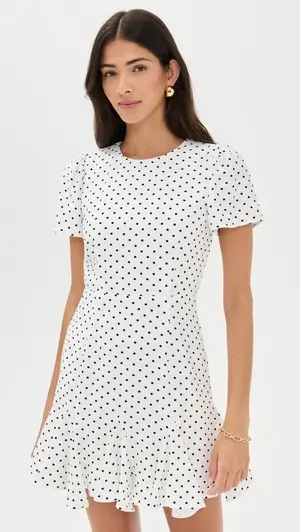 LE BOP Floral Print Mini Dress - White Dot