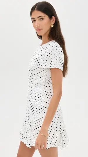 LE BOP Floral Print Mini Dress - White Dot