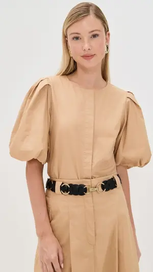 LE BOP Liza Puff Sleeve Shirt - Tan