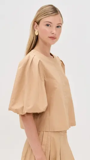 LE BOP Liza Puff Sleeve Shirt - Tan