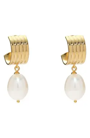 Lady Grey Ridge Freshwater Pearl Hoop Earrings - Gold