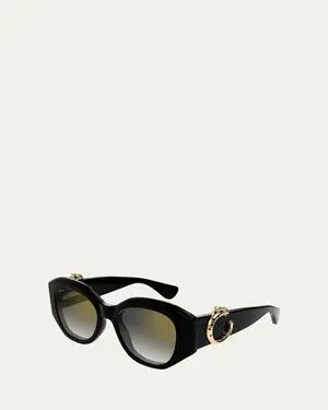 Cartier C-logo Butterfly Sunglasses - Black Colour