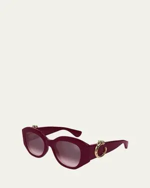 Cartier C-logo Butterfly Sunglasses - Burgundy Colour