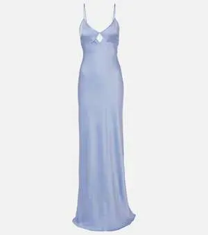 Victoria Beckham Cutout Satin Gown - Blue