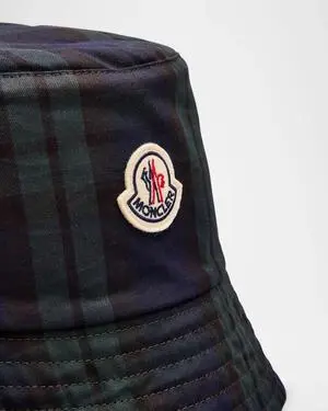 Moncler Archivio Plaid Wool Bucket Hat - Blue