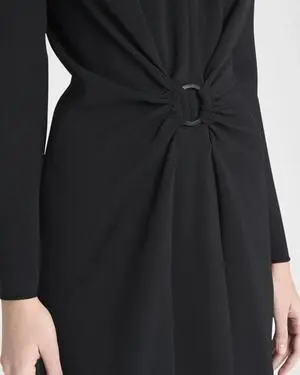Giorgio Armani Long-sleeve Midi Sheath Dress With Ring Detail - Solid Black