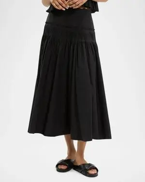 Theory High-rise Yoke Pleated Skirt - Black