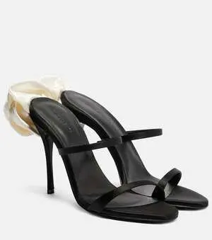 Magda Butrym Floral Appliqué Satin Heeled Sandals