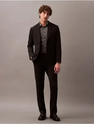 Calvin Klein Slim Wool Gabardine Trouser - Charcoal Heather