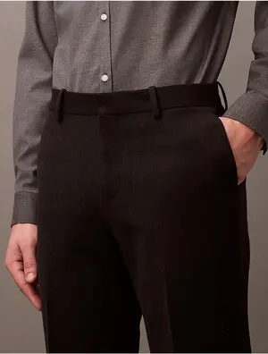 Calvin Klein Slim Wool Gabardine Trouser - Charcoal Heather