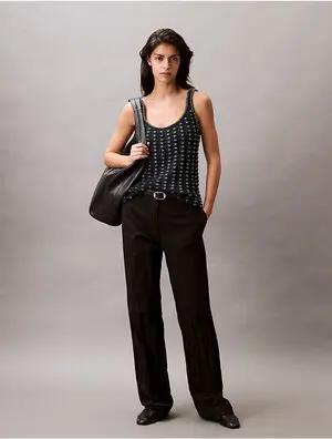 Calvin Klein Beaded Cotton Crochet Tank