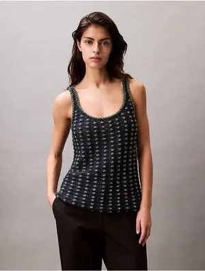 Calvin Klein Beaded Cotton Crochet Tank