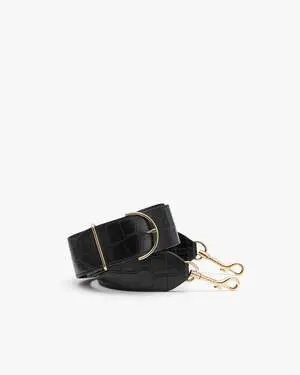 Cuyana Adjustable Leather Luggage Strap Black