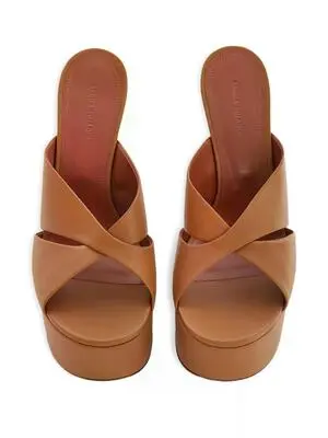 Amina Muaddi Salma Platform Sandals - Brown