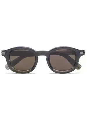 Zegna Zegna Striped Round-Shape Sunglasses Grey