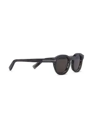 Zegna Striped Round-shape Sunglasses - Grey