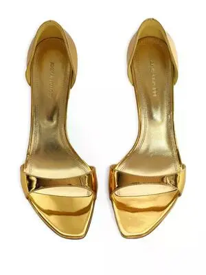 Amina Muaddi 95mm Agnese Metallic Open-toe Sandals