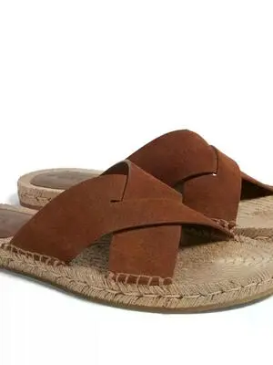 Zegna Crossover-strap Suede Sandals - Brown