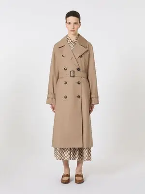 Max Mara Long Water-repellent Cotton Twill Trench Coat