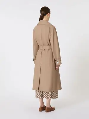Max Mara Long Water-repellent Cotton Twill Trench Coat