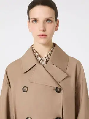 Max Mara Long Water-repellent Cotton Twill Trench Coat