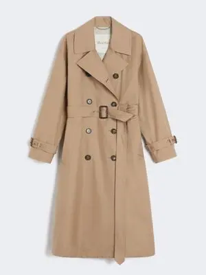 Max Mara Long Water-repellent Cotton Twill Trench Coat