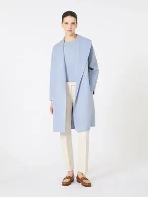 Max Mara Double-faced Wool Robe Coat - Light Blue