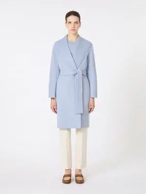 Max Mara Double-faced Wool Robe Coat - Light Blue
