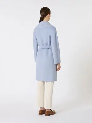 Max Mara Double-faced Wool Robe Coat - Light Blue