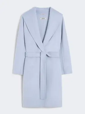 Max Mara Double-faced Wool Robe Coat - Light Blue